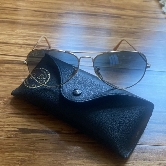 Ray-Ban | Accessories | Ray Ban Gold Light Blue Gradient Aviators ...